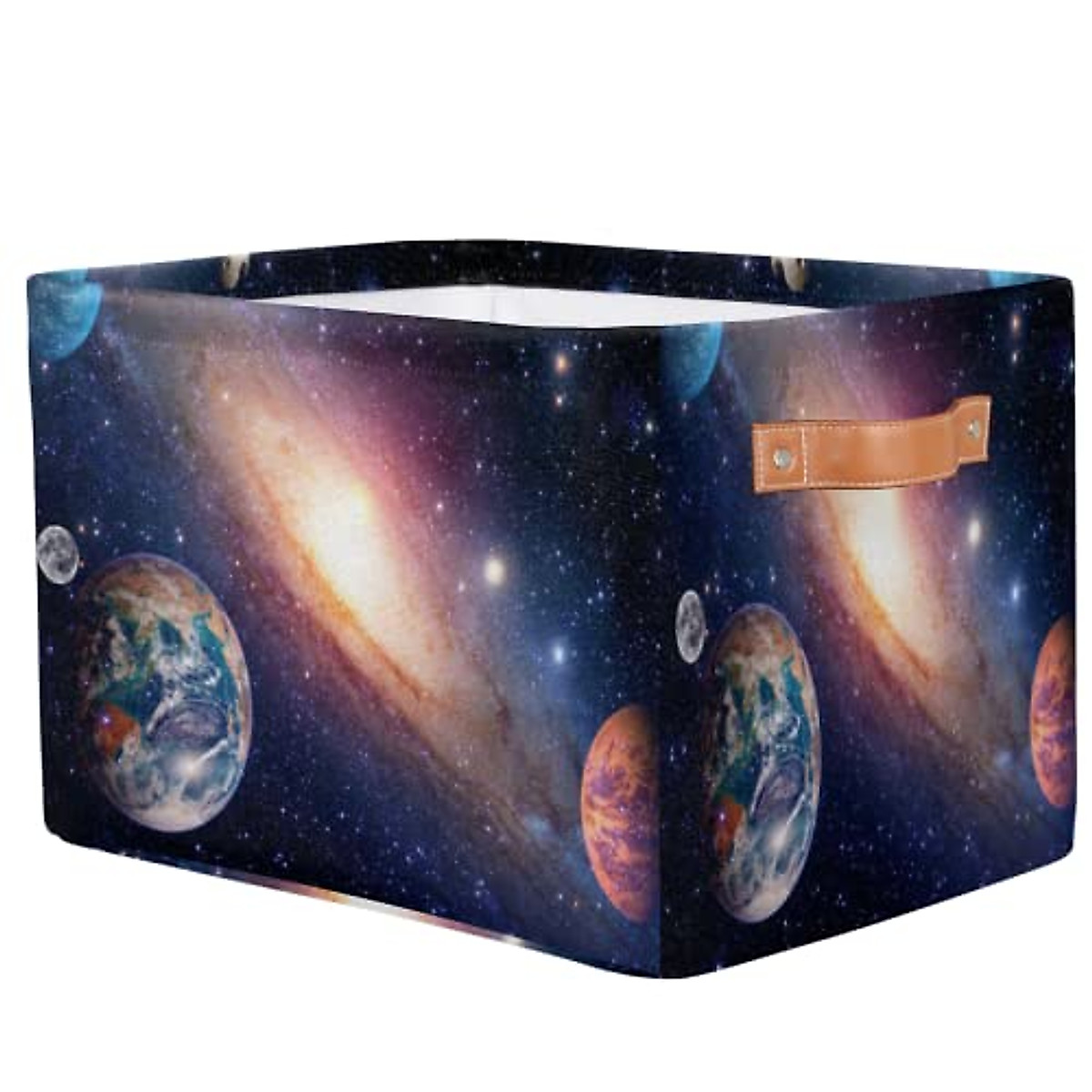 Universe Large Storage Bin Collapsible Storage Basket with Handles,Galaxy Nebula Space Laundry Basket Hamper Organizer Foldable Storage Box for Toys Bedroom Kids Room Nursery Dorm Set of 2