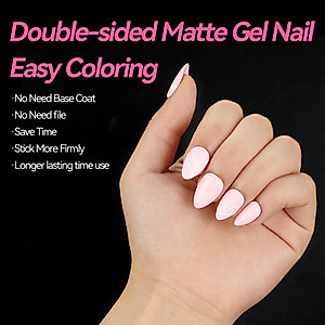 UNA GELLA Short Almond Gel Nail Tips - 360Pcs 15 Sizes Full Matte Pre-Buff Natural Look & Perfect Fit Full Cover Clear Acrylic False Gelly Nail Tips Long-Lasting Easy to Apply & Remove Ideal for DIY