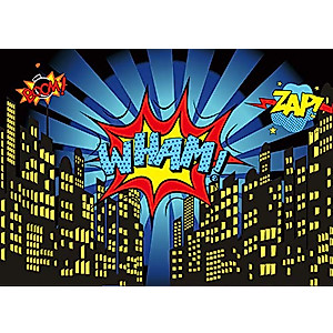Superhero City Theme Photo Booth Birthday Party Decoration Supplies Background Studio Prop (7x5FT)