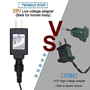 Twinkle Star 300 LED Christmas Mini String Lights, 99 FT Fairy Lights with Safe Adapter for Indoor Outdoor Home Garden Party Christmas Decoration, Warm White