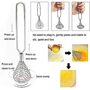 Stainless Steel Spring Coil Whisk Wire Whip Cream Egg Beater Gravy Cream Hand Mixer Kitchen Tool Accessories For Mixing, Blending, Beating, Stirring, Cooking