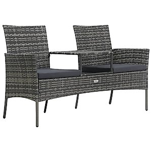 AJSEOYBS Patio Furniture Set,Outdoor Furniture,Patio Conversation Sets for Backyard, Porch, Balcony, Poolside,2-Seater Patio Sofa with Tea Table Poly Rattan Anthracite
