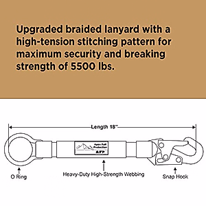 AFP Heavy-Duty 18 inch D-Ring Extender Fall Protection with Snap Hook and O-Ring OSHA/ANSI Compliant PPE