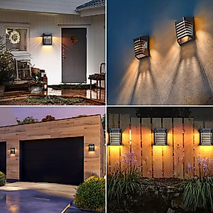 oditton Solar Fence Deck Lights, Solar Wall Lights, Solar Fence Light, Solar Wall Light, IP65 Waterproof, 2 Modes, Lamps for Front Door, Stair, Path, Pool, Black,1 Pack