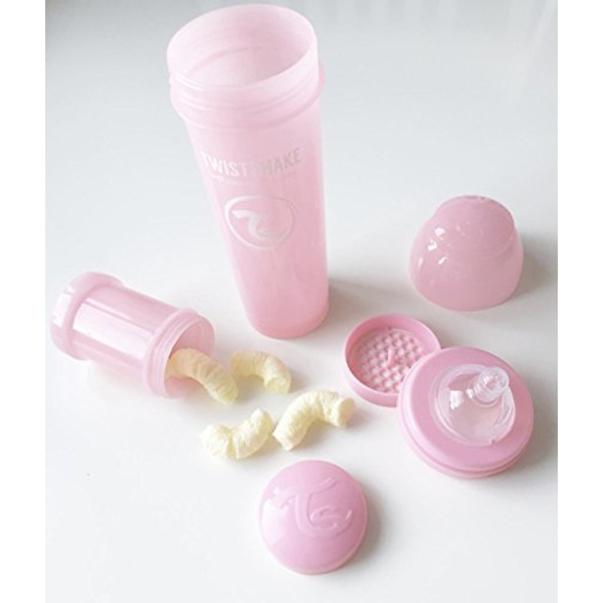 Twistshake Anti Colic Baby Bottles - Premium 330ml/11oz Bottles with 100ml Milk Storage Container for a Comfortable Feeding Experience for Baby Care - Pastel Grey