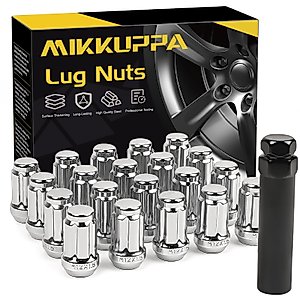MIKKUPPA M12x1.5 Spline Lug Nuts - Replacement for 2006-2019 Ford Fusion, 2000-2019 Ford Focus, 2001-2019 Ford Escape Aftermarket Wheel - 20pcs Chrome Closed End Lug Nuts