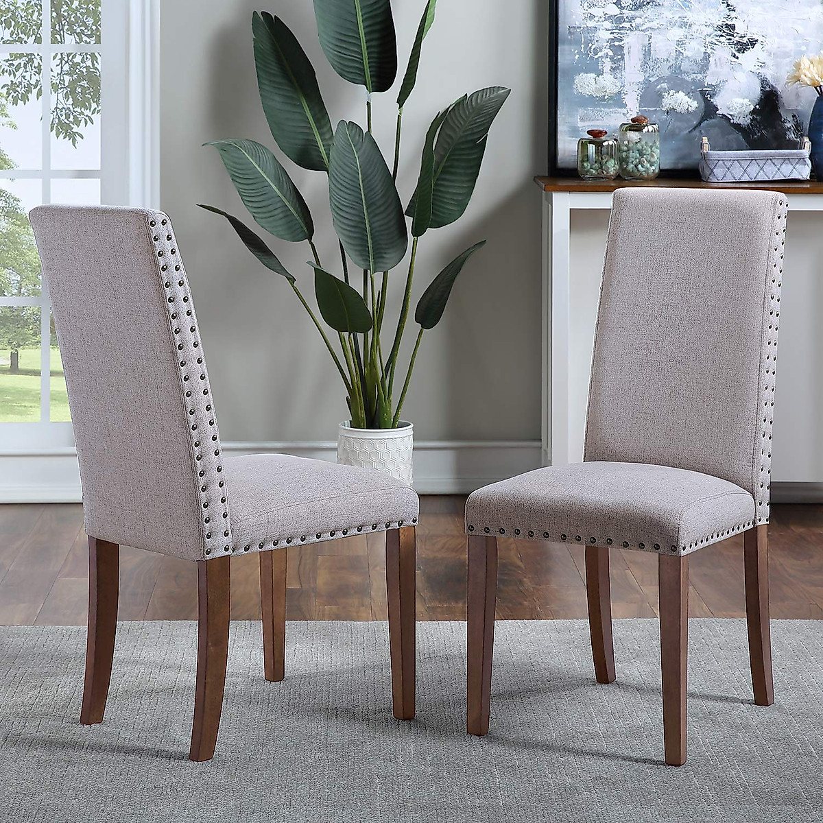 Merax Dining Chairs Dining Room Chairs - Kitchen Chairs Solid Wood Tufted Parsons Dining Chair Set of 2, Easy to Assemble
