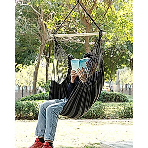 ADVOKAIR Hammock Chair Swing (500 lbs Max) - Hanging Hammock Chair Rope Swing Indoor for Bedroom, Outdoor, Patio, Bedroom, Porch, Deck - Sturdy Steel Bar with Anti-Slip Safety Rings