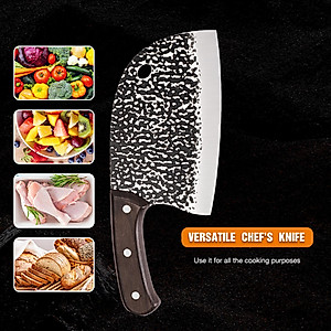 TJ POP Chinese Cleaver Knife 6.2 inches, Ultra Sharp Lightweight Meat Cleaver, Full-tang Chopping Knife 30Cr13 Steel Blade Thickness 1.5 mm, Fish Shape Series HP01003