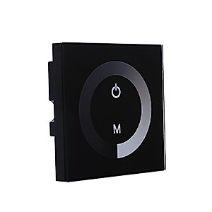LED Dimmer Switch, Single Color Touch Panel Dimmer Wall Switch Controller LED Light Strip DC 12V-24V(Black)