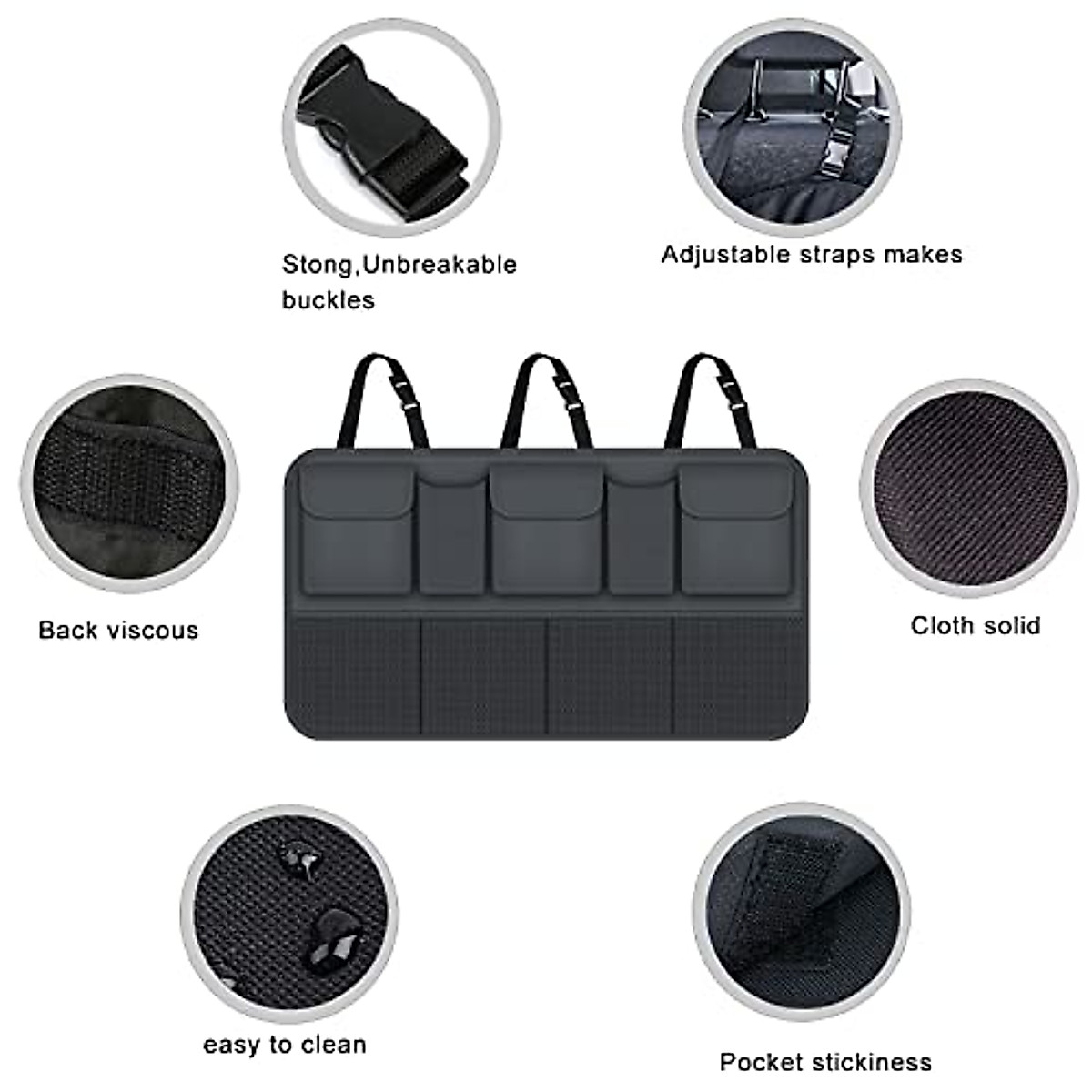 Car Trunk Organizers,Backseat Hanging Organizer with 9 Large Storage Bag,Car Trunk Tidy Storage Bag Organizer