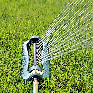 Melnor 65148AMZ TurboTek Oscillating Sprinkler, 2,800 sq. ft., Quick Connect Bundle, 16 Precision Nozzle, Green, Yellow