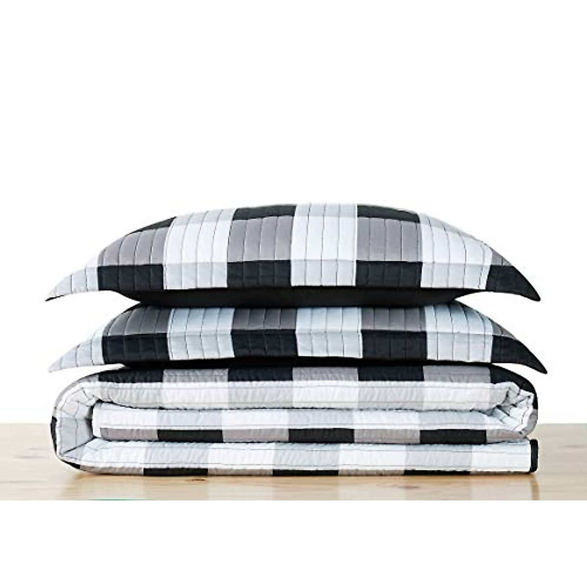 Truly Soft Everyday Buffalo Plaid Black Twin XL Quilt Set