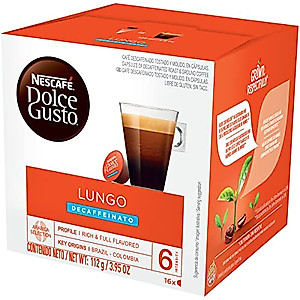 Nescafe Dolce Gusto Coffee Pods, Lungo Decaffeinato, 16 capsules, Pack of 3