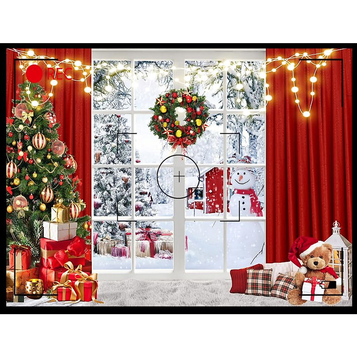 CHAIYA 7X5FT Winter Snow Christmas Trees Backdrop for Photography and Family Party - New Year Celebration Background
