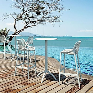 Home Square Polypropylene Patio Bar Stool in White - Set of 2