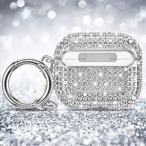 Airpods 3 Case, Filoto Bling Crystal AirPod 3rd Generation Case Cover for Women Girls, Cute Sturdy Air Pod 3 Protective Accessories with Lobster Clasp Keychain(Silver)