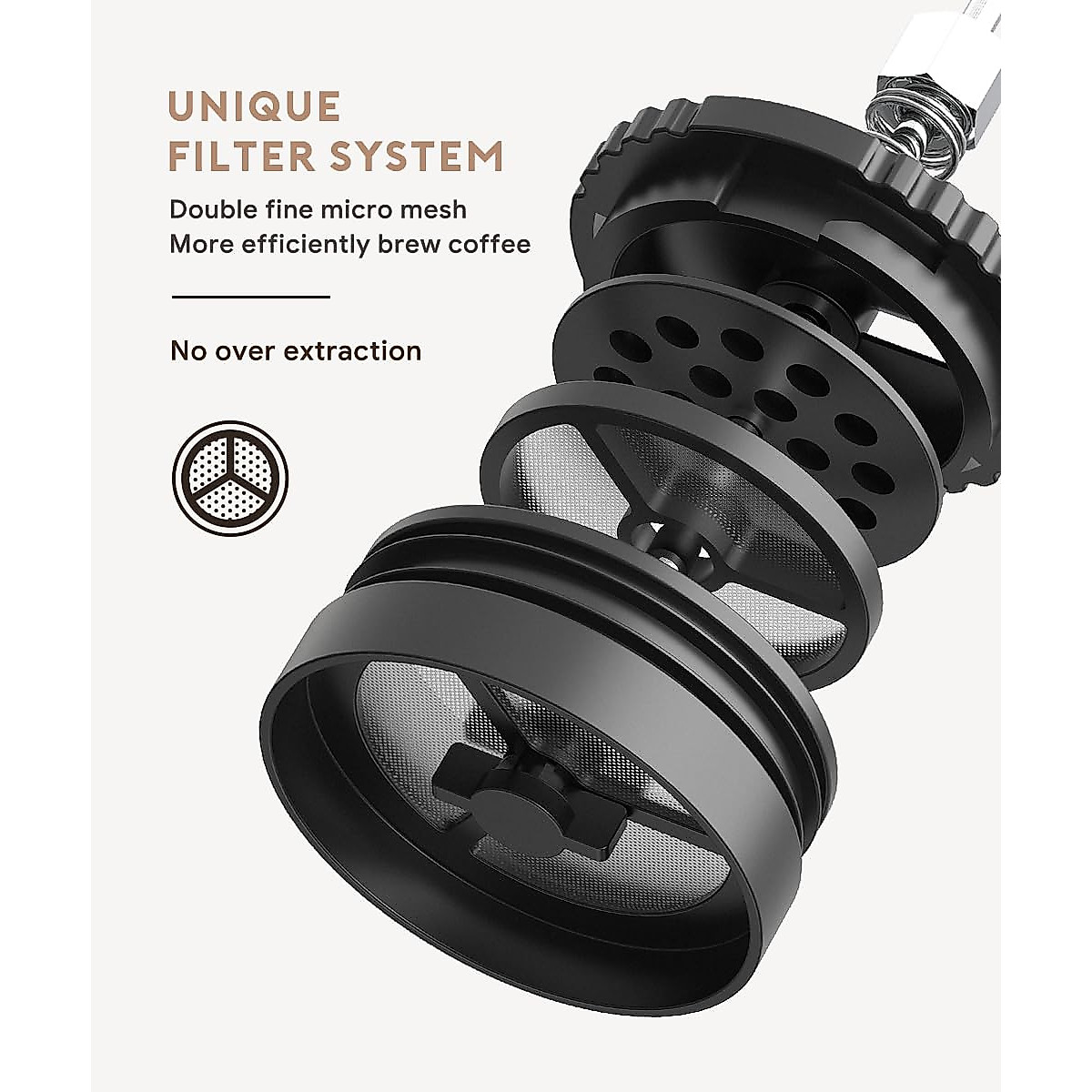 BENFUCHEN Travel Coffee Press, Vacuum Insulated Portable French Press, Stainless Steel Portable Coffee Maker/Tea Press, 12oz, Rose Red