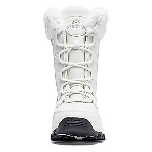 HOBIBEAR Women's Snow Boots Anti-Slip Waterproof Outdoor Shoes Winter Snow Boots Warm Fur Lined Comfortable Shoes for Women（White Size 10 Women