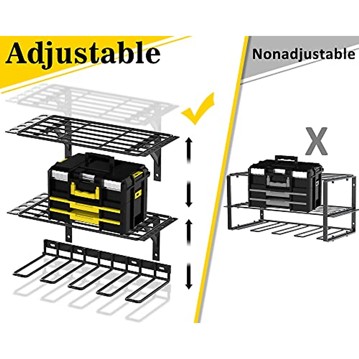 ENONCI Power Tool Organizer Wall Mount, Adjustable Design Garage Organization, Garage Storage Drill Holder Wall Mount, Garage Shelving Tool Organizer for Garage Pegboard Workshop