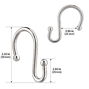 Nickel Shower Curtain Hooks, Rust Proof Shower Curtain Rings for Bathroom, Set of 12 CHICTIE Silver S Shaped Decorative Shower Curtain Hooks Hangers for Bathroom Curtains,Clothing, Towels, etc