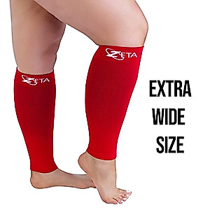 Zeta Wear Plus Size Leg Sleeve Support Socks - The Wide Calf Compression Sleeve Women Love for Its Amazing Fit, Cotton-Rich Comfort, Graduated Compression & Soothing Relief, 1 Pair, Size 2XL, Black