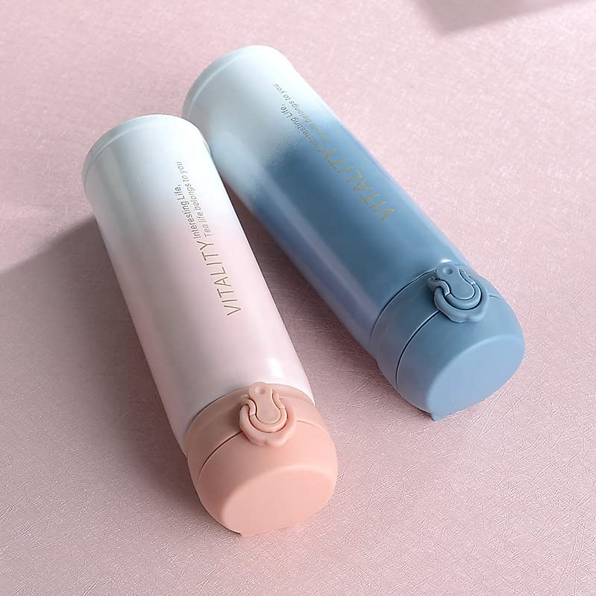 Ultimate insulated stainless steel water bottle - leak-proof, vacuum insulated, bpa-free, kids & adults, travel & sports, hydroflask water bottles,travel mug, thermos funtainer 16 oz, pink and blue