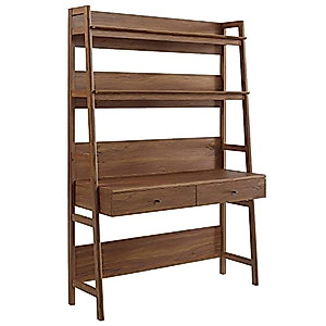 Modway Bixby Home Office Desk with Bookshelf in Walnut