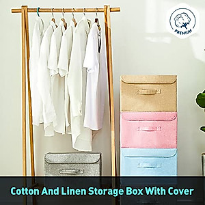 FUDDE foldable fabric storage box[2-Pack] dust-proof storage boxes with flip lid, can store clothes, shelves, books and toys, used in family bedroom closet storage boxes. (M, PINK)
