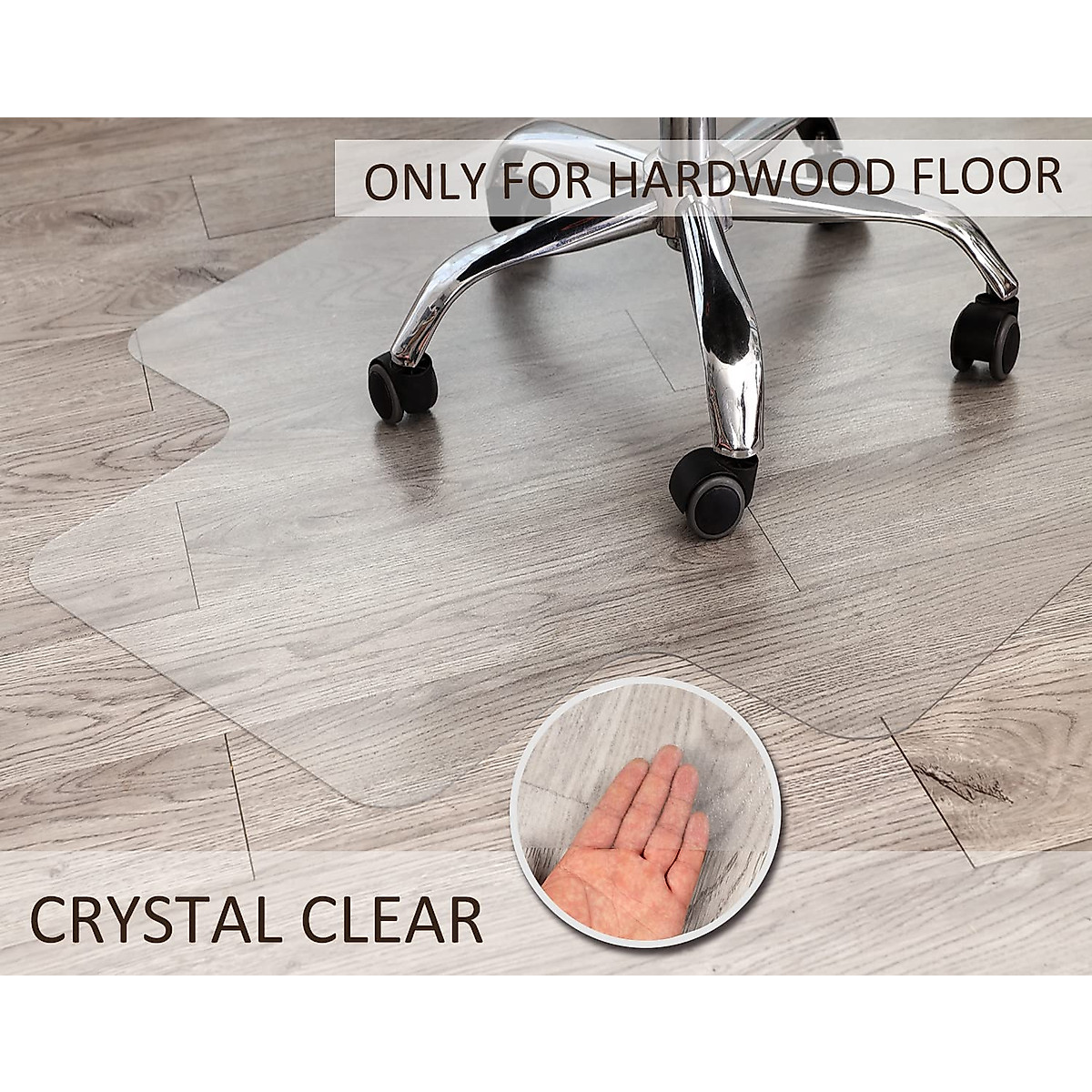 HOMEK Office Chair Mat for Hardwood Floor, 48” x 36” Clear Desk Chair Mat for Hard Floors, Easy Glide Floor Protector Mat for Chairs
