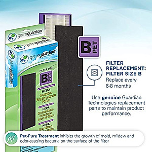 Germ Guardian True HEPA Filter Air Purifier, UV Light Sanitizer, Eliminates Germs, Air Purifier for Home AC4300BPTCA with FLT4850PT True HEPA Genuine Air Purifier Replacement Filter