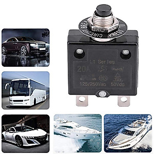 Aramox 5 A / 8 A / 10 A / 15 A / 18 A / 20 A / 30 A Thermal Switch Reset, Current Overload Device Circuit Breaker Manual Reset Circuit Breaker Overcurrent Protector(20A)