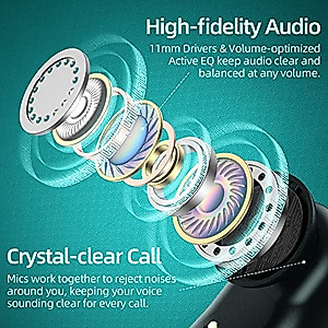 for Samsung Galaxy A32 5G Wireless Earbuds Bluetooth Headphones, Over Ear Waterproof with Microphone LED Display for Sports Running Workout - Black