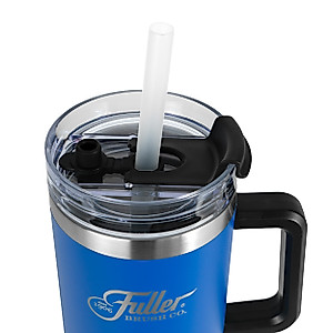 Fuller Brush Stainless Steel Tumbler with Handle - 40 oz. – Lead & BPA-Free - Double-Wall Insulated Travel Mug – Keeps Drinks Hot or Cold for Hours – Spill-Resistant Lid & Straw (Mazarine Blue)