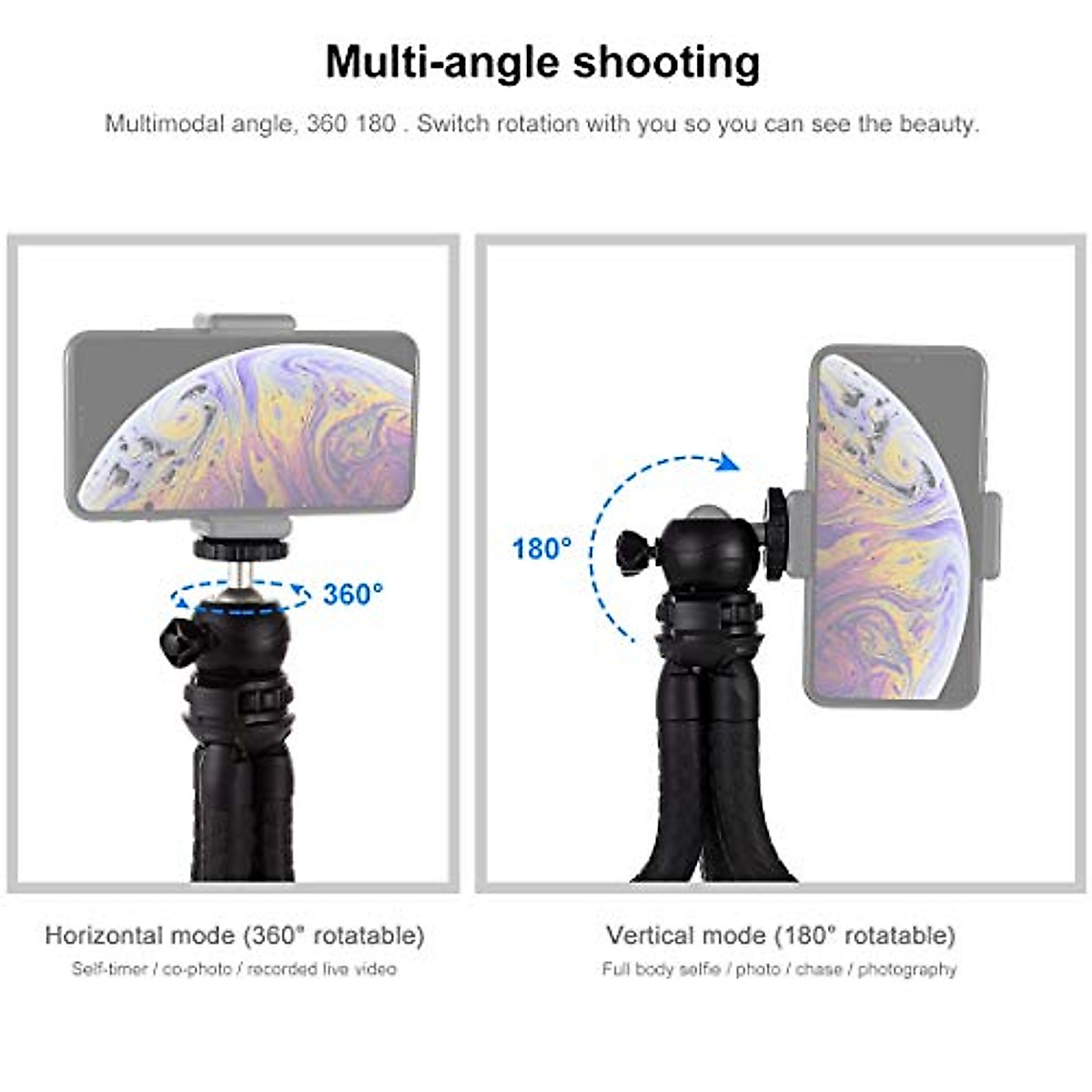 PULUZ Flexible Camera Tripod, Mini Octopus Flexible Tripod Holder with Ball Head for oPro/Action Cam/DSLR Canon Nikon Sony, Smartphone Size: 11.81X1.97 inch