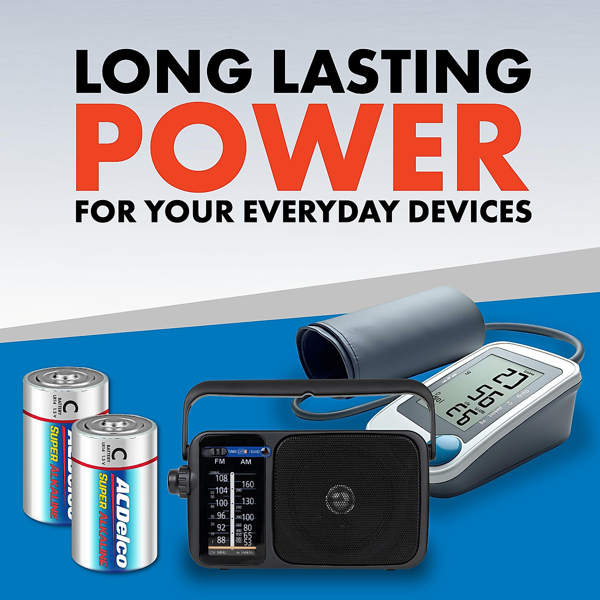 ACDelco 24-Count C Batteries, Maximum Power Super Alkaline Battery, 7-Year Shelf Life, Reclosable Packaging