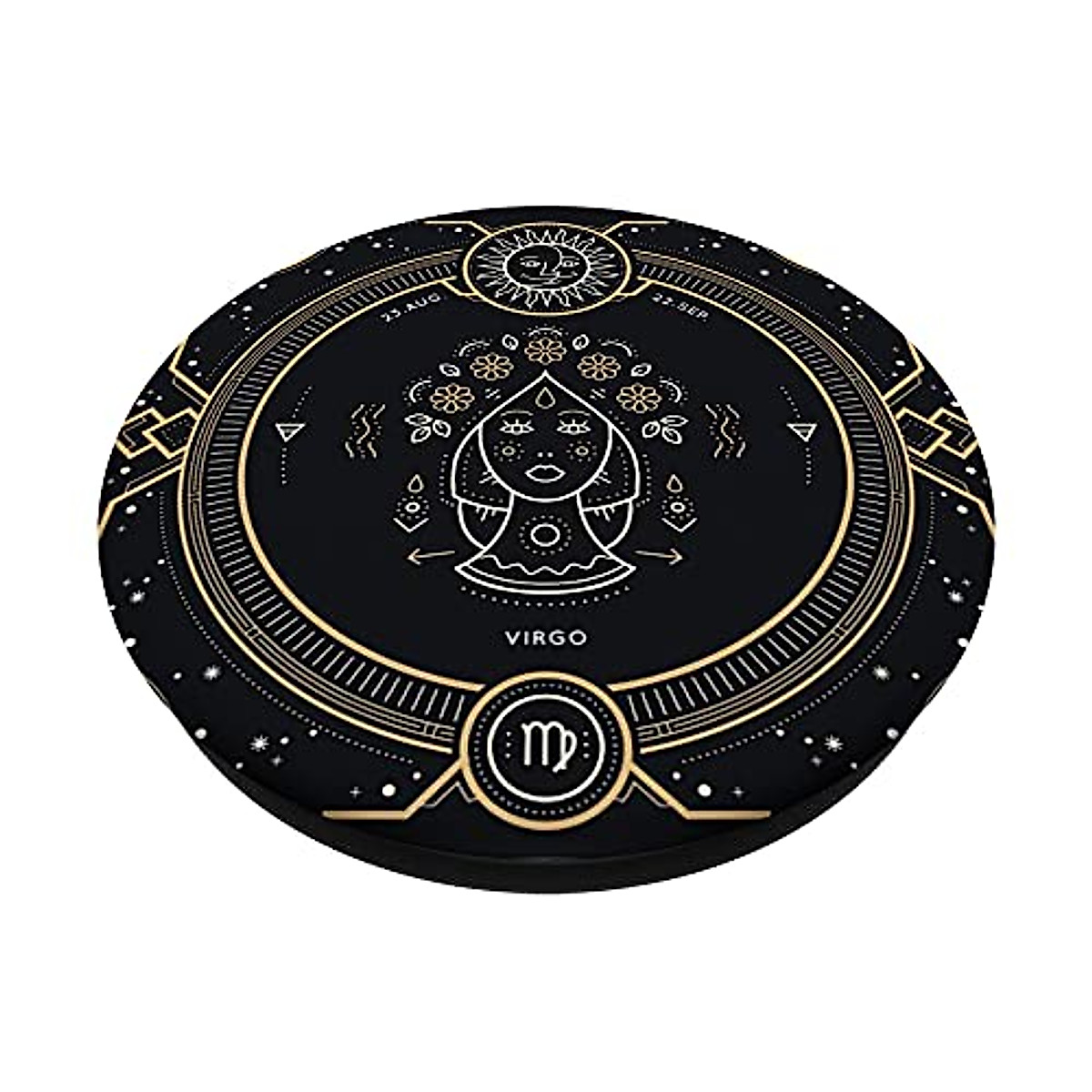 Virgo Zodiac Sign - Black and Gold Phone Accessory PopSockets Swappable PopGrip