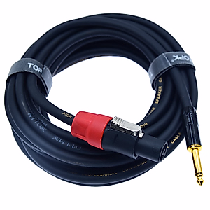 2Pcs Professional Speakon to 1/4 Inch ts 1/4" Mono Gold-Plated 6.35mm Adapter Speaker Cable for pa Jack Pair Male Audio Port Plug Amplifier Connection dj amp Heavy Duty bocina Cord Wire ft(10 feet)