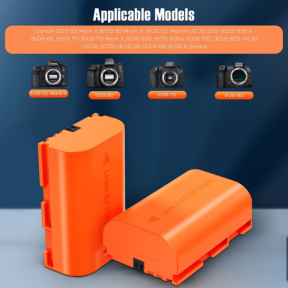 Vemico LP-E6 LP-E6N Battery Charger Set 2 x 2100mAh Replacement Batteries Dual Slots LCD Type-C Cable Charger for EOS 5D Mark IV/5D Mark III/5DS R/5D Mark II/6D/7D Mark II/7D/80D/70D/60D/60Da