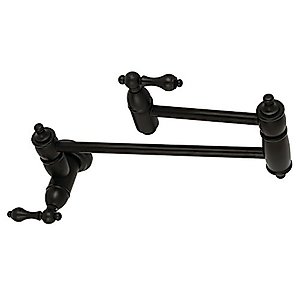 Kingston Brass KS3100AL Restoration Wall Mount Pot Filler Kitchen Faucet, 13 Inch Length, Matte Black