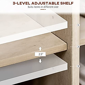 HOMCOM Sideboard Buffet Cabinet with Storage Drawers, Adjustable Shelves, Kitchen Cabinet, Coffee Bar Cabinet, Distressed Natural