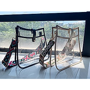 TopTTanBo Clear Crossbody Purse Bag for Women, Clear Messenger Bag Stadium Approved with Wide Shoulder Strap (black)