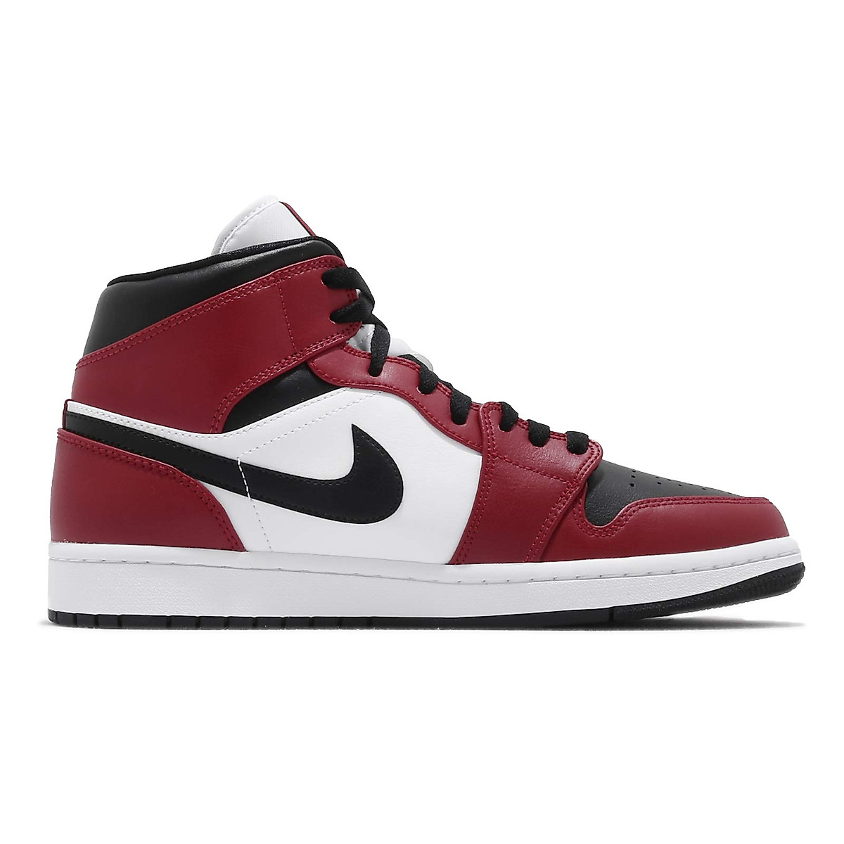 Nike mens Air Jordan 1 Mid GS Shoes, Black Gym Red White, 6.5 Big Kid