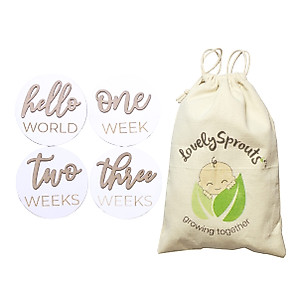 Wooden 3D Monthly Milestone Discs for Baby Photos (20 pcs Set), First Year Monthly Milestone Marker, Includes 1-5 Years, White Stained