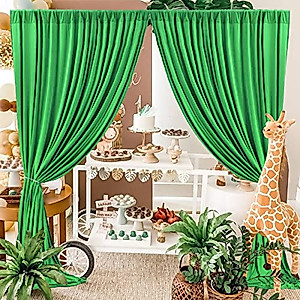 10ft x 7ft Green Backdrop Curtain for Parties Green Wrinkle Free Backdrop Drapes Panels for Baby Shower Birthday Party Photo Photography Photoshoot Polyester Fabric Background Decoration