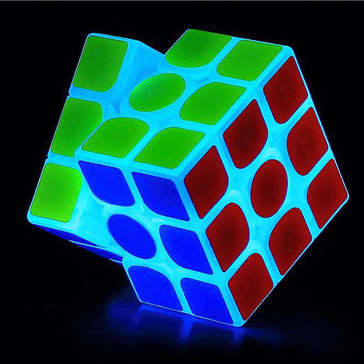 AMAZA 3x3 Fluorescent Speed Cube, Green Luminous, Plastic, Puzzle, 1 Set, 1 Piece, 1 Count, Adult