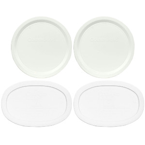 Corningware (2) F-15-PC 15oz French White Lids & (2) F-16 16oz French White Lids