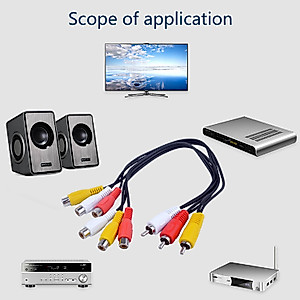 BronaGrand 3 RCA Male Jack to 6 RCA Female Plug Splitter Audio Video Av Adapter Cable 12inch