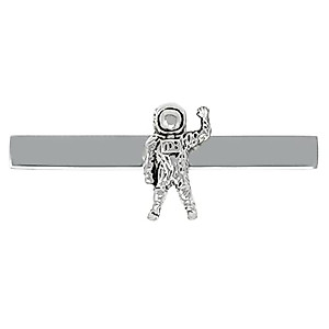 MENDEPOT Antique Silver Tone Astronaut Tie Clip Space Pilot Tie Clip With Box
