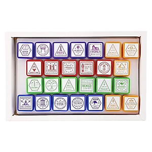 Bright Creations Passport Stamps, City and Country Stamp Set (1 x 1 In, 26 Pieces)